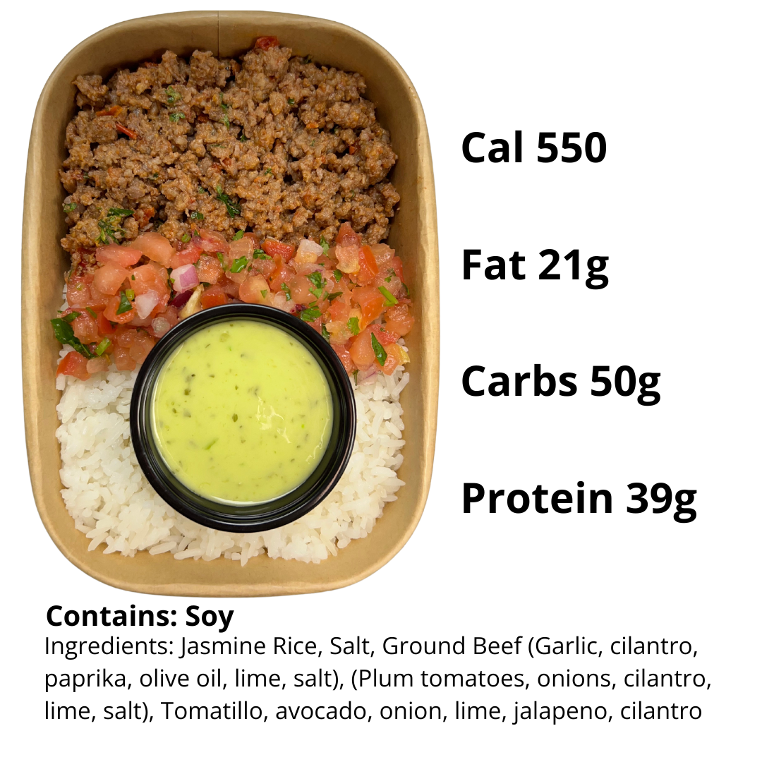 Spanish Ground Beef Rice Bowl & Pico | Kennys Meals